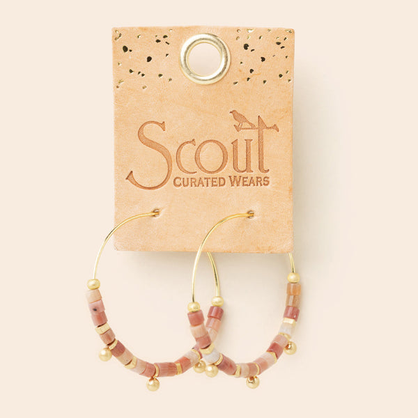 Stone Disc Hoop Earring - Rhodonite/Gold - Scout Curated Wears