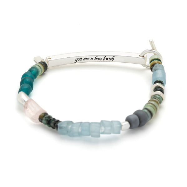 Hidden Message Bracelet - Boss B♥tch/Rose Quartz/Silver - Scout Curated ...