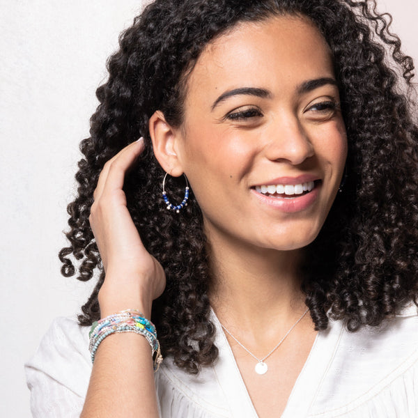 Stone Disc Hoop Earring - Rhodonite/Gold - Scout Curated Wears