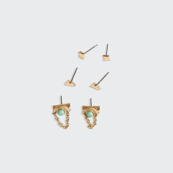 Stud Trio Ear Jacket Set - Mountain/Turquoise/Gold - Scout Curated Wears