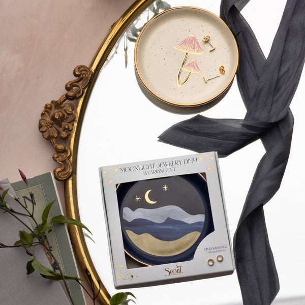 Jewelry Dish & Stud Earring Set - Mushroom/Oatmeal - Scout Curated Wears