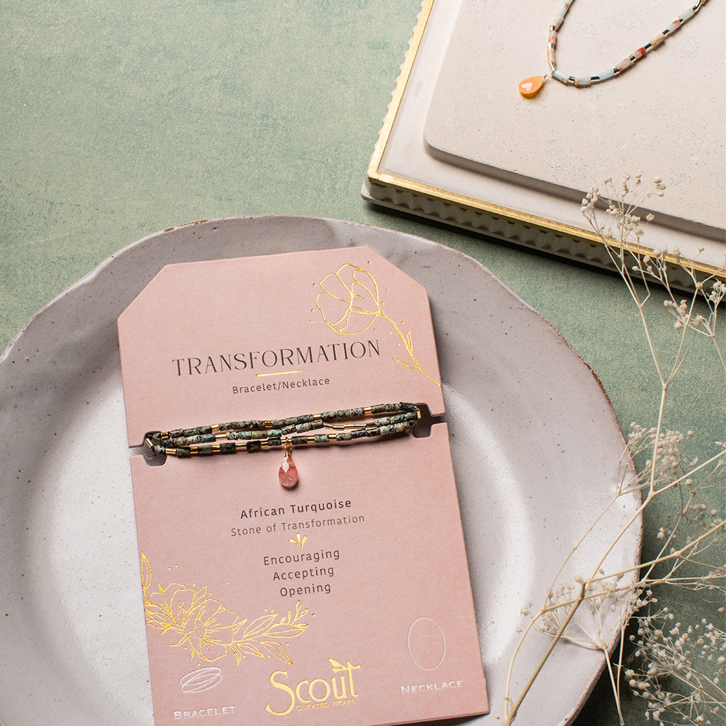 Teardrop Stone Wrap African Turquoise/Watermelon/Gold - Stone of Trans ...